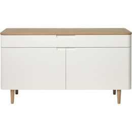 ebuy24 - Amalie Schrank mit 2 Türen und 1 Schublade in weiss, furniert und massive Eiche weiss gelaugt.