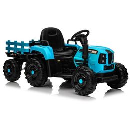 Kinder-Elektroauto, Traktor, mit Anhänger, Fernbedienung, Blau, 128x59x54cm