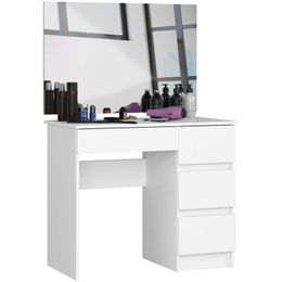 Celester-Tisch, Make-up-Tisch, Toilettentisch, mit 900x600 Spiegel, T-6 / sl, rechts System ohne Weiß / Weiß-Griff 4 Schubladen 1