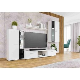 Furnix - Mediawand sarai Wohnwand 4-teilig ohne led 240 x 180 x 40,2 cm modern Weiß