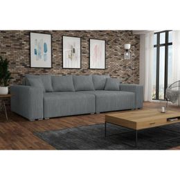 Big Sofa Couchgarnitur reggio Megasofa mit Schlaffunktion Stoff Poso Dunkelgrau