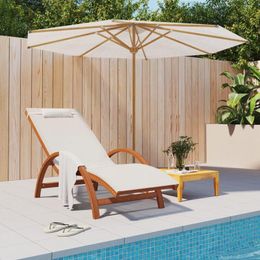 Sonnenliege,Liegestuhl,Relaxliege mit Kissen Weiß Textilene und Massivholz Pappel NCEIN77071 Bonnevie