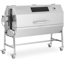 ROYAL CATERING Edelstahl Spanferkelgrill Spießgrill Abdeckung mit Thermometer Grillmotor 40kg