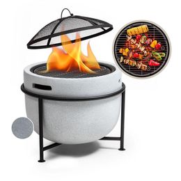 Blumfeldt Feuerschale, Tragbare Feuerstelle Outdoor, Feuerschalen für den Garten, Terrasse & Camping, Feuerschale mit Grillrost & Holzlagerfach, Sichere