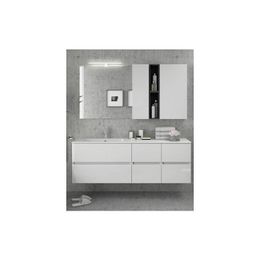 Bagno Aufgehängt Badezimmerschrank 160 cm glänzend weiß mit spiegel Glänzendes Weiß