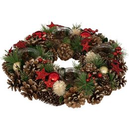 Fééric Lights And Christmas - Windlicht krone stechpalme und sterne 4 windlichter - Feeric lights & christmas - Rot