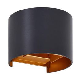 LINDBY Nivar LED-Außenwandlampe rund schwarz/gold - Schwarz, gold