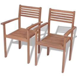 MAISONCHIC 2 Stk.Gartensessel,Relaxsessel,Stapelbare Gartenstühle Massivholz Teak -54259