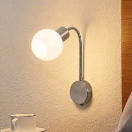 Lioma Wandleuchte mit Flexarm, nickel - nickel satin, opal - LINDBY