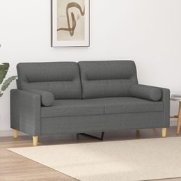2-Sitzer-Sofa,Sofas gerade mit Zierkissen Dunkelgrau 140 cm Stoff vidaXL