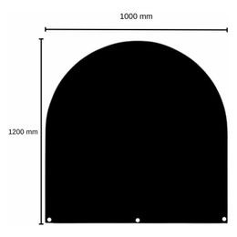 Bodenplatte Kamin Emaillierte-Stahlblech grau schwarz 1000 x 1200 mm e 45-Rundbogen