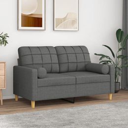 2-Sitzer-Sofa，Sofas gerade mit Zierkissen Dunkelgrau 120 cm Stoff vidaXL