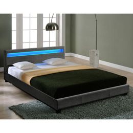 [corium] - Polsterbett Skagen mit led Beleuchtung 180x200cm Dunkelgrau Corium - Dunkelgrau