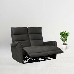 Gemütliches 2-Sitzer-Sofa mit 2 elektrischen Liegefunktionen in grauem Nubuk-Effekt 135 x 98 x 109 cm