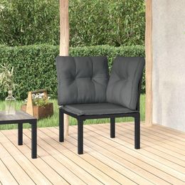 Prolenta Premium Garten-Eckstuhl mit Kissen Schwarz und Grau Poly - Schwarz