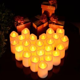Rhafayre - 24 Stück LED-Kerzen, lunsy Flammenlose Teelichtkerzen, Flackernde Elektrische Kerze Innen- und Außenstimmungsdekoration für Weihnachten,