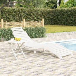 Sonnenliege,Liegestuhl,Gartenliege mit Tisch Weiß Massivholz Akazie VEIN675418 MAISONCHIC