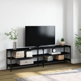 TV-Schrank, TV-Lowboard, TV Möbel, Fernsehschrank Moderner Stil Schwarz 180x30x50 cm Holzwerkstoff und Metall NMKS22203 MAISONCHIC
