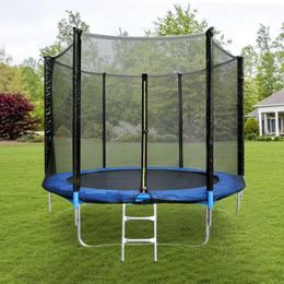 HomeMiYN Trampolin Ø 183/244/305/366cm Gartentrampolin mit Sicherheitsnetz, Trampolin mit Leiterkombination, UV-beständig wasserdichtes