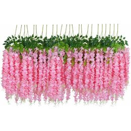Minkurow - Künstliche Blumen, 24 Stück künstliche gefälschte Glyzinienranken, hängende Seidenblumen, Zuhause, Hochzeit, Party, Dekoration (24 Stück,