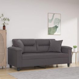 2-Sitzer-Sofa mit Zierkissen Grau 140 cm Kunstleder vidaXL280279