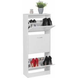 Schuhkipper mit 3 Fächern für 18 Paar Schuhe, Moderner Schuhschrank in Weiß, Schuhkommode 50 x 24 x 125 cm - FineBuy