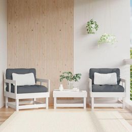 Gartenstühle 2 Stk. Weiß Massivholz Kiefer - Weiß - Prolenta Premium