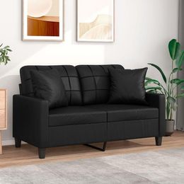 Bonnevie - 2-Sitzer-Sofa,Sofas gerade mit Zierkissen Schwarz 120 cm Kunstleder vidaXL