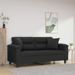 2-Sitzer-Sofa mit Zierkissen Schwarz 140 cm Kunstleder vidaXL74723
