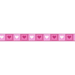 Bricoflor - Kinderzimmer Wandbordüre in Pink Herz Tapeten Bordüre ideal für Mädchenzimmer Schmale Tapetenbordüre selbstklebend aus Vlies und Vinyl