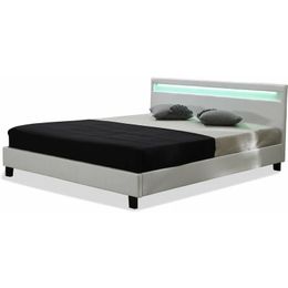 HABITAT ET JARDIN Bett mit LED-Beleuchtung Maria - 140 x 190 cm - Weiß
