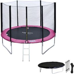 Premium Pack Trampolin 305cm umkehrbar rosa / grau adelaïde + Netz, Leiter, Plane und Verankerungsset - Rosa