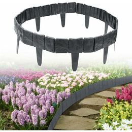 Minkurow - Garteneinfassung, 5 m Kunststoff-Raseneinfassung in Steinoptik, flexible Palisadeneinfassung für Gartenpflanzen, Blumen, Rasen, (LxH): 25