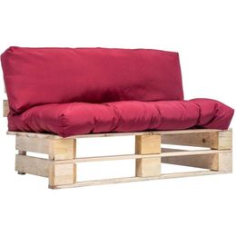 Outdoor-Sofa Paletten mit Kissen in Rot Kiefernholz Vidaxl Rot