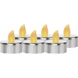 LED-Teelichter silber, 6 Stück flammenlose Kerzen mit Flacker-Effekt, IP20 für Innen, mit Batterie, warmweiß, DCCV12 - EMOS