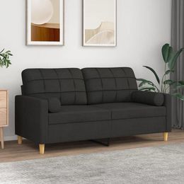 2-Sitzer-Sofa,Sofas gerade mit Zierkissen Schwarz 140 cm Stoff vidaXL