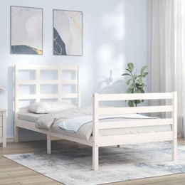 Massivholzbett,Schlafzimmerbett mit Kopfteil Weiß 90x200 cm vidaXL