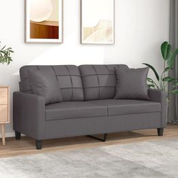 Bonnevie - 2-Sitzer-Sofa,Sofas gerade mit Zierkissen Grau 140 cm Kunstleder vidaXL
