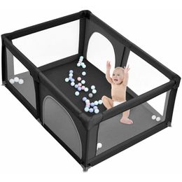 Laufstall Baby,Kinderlaufstall Haloyo Baby Gitter Laufstall,mit 50 Kugel,Atmungsaktives Netzdesign,180 x 120 x 66cm,Schwarz