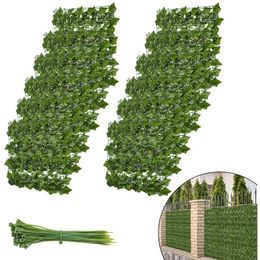 VINGO - Sichtschutzhecke Windschutz 1x3M Efeu Sichtschutz Balkonverkleidung Blätterzaun,Erdnussblatt - Grün