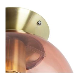 Qazqa - Art Deco Deckenlampe Messing mit rosa Glas - Pallon - Rosa