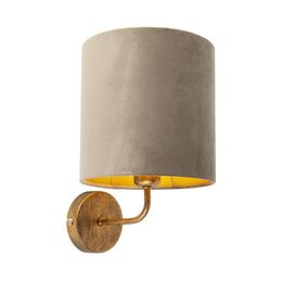 Qazqa Vintage Wandlampe Gold mit taupefarbenem Veloursschirm - Matt - Taupe