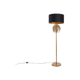 Qazqa Vintage Stehlampe Gold mit schwarzem Samtschirm 50 cm - Botanica - Schwarz