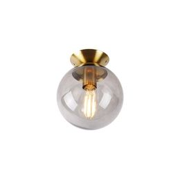 Qazqa - Art Deco Deckenlampe Messing mit Rauchglas - Pallon - Gold/Messing