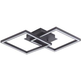 LUCANDE - LED-Deckenlampe Tjado, Quadrat, 2-flammig, 65 cm - Schwarz, weiß