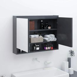 Spiegelschrank fürs Bad, Badschrank mit Spiegel, Badezimmerschrank 80x15x60 cm mdf Grau KLI35798 MAISONCHIC