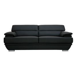 Miliboo Design-Ledersofa drei Plätze verstellbares Kopfstück Schwarz ewing - Büffelleder - Schwarz