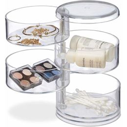 Kosmetik-Organizer mit 4 drehbaren Fächern, Make-up-Set für Lippenstift etc., Acryl-Kosmetikturm, transparent - Minkurow