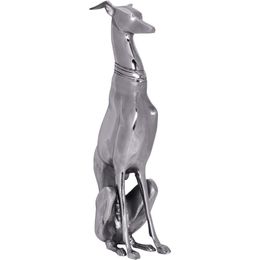 FineBuy Dekoration Design Dog aus Aluminium silbern Windhund Skulptur Hundestatue