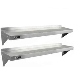 MONSTER SHOP KuKoo Gastronomie Edelstahl Wandregal Küchenregal Edelstahlregal mit Gratis 2 x Mikrofasertuch 1400mm x 300mm - Silber